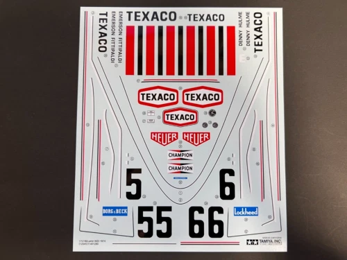 TAMIYA DECALS FOR1/12 McLaren M23 TEXACO F1.Cartograf.Item12045 from ...
