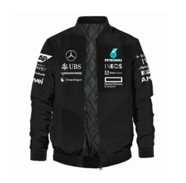 MERCEDES AMG PETRONAS F1 Black Racing Lightweight Bomber Jacket 2024 ...