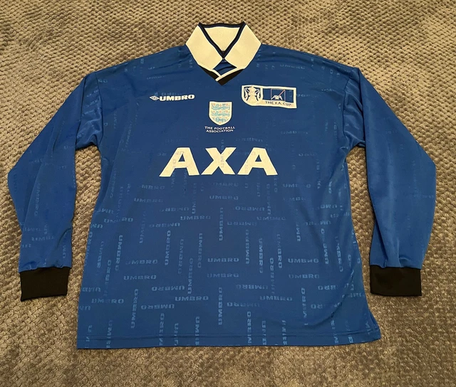 ENGLAND UMBRO 90S FA Cup AXA Rare Vintage Football Shirt Long Sleeve ...