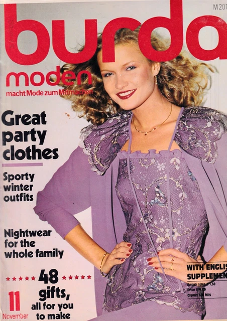 BURDA SEWING PATTERN Magazine November 1980 Vintage English Supplement ...