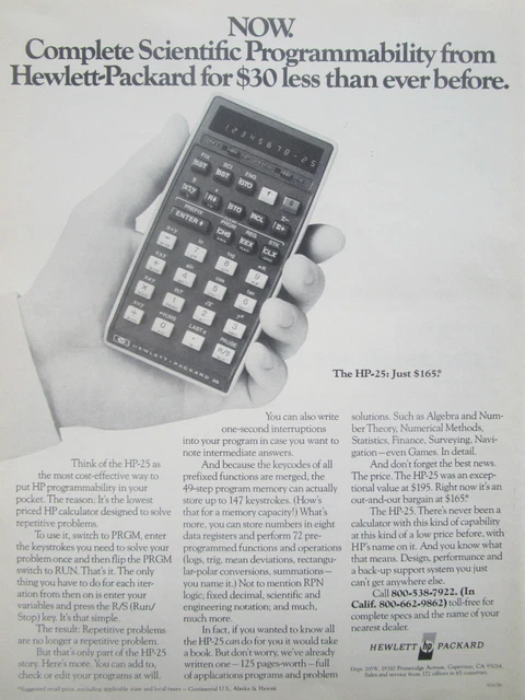 7/1975 PUB HP Hewlett Packard Hp-65 Scientific Calculator Calculatrice ...