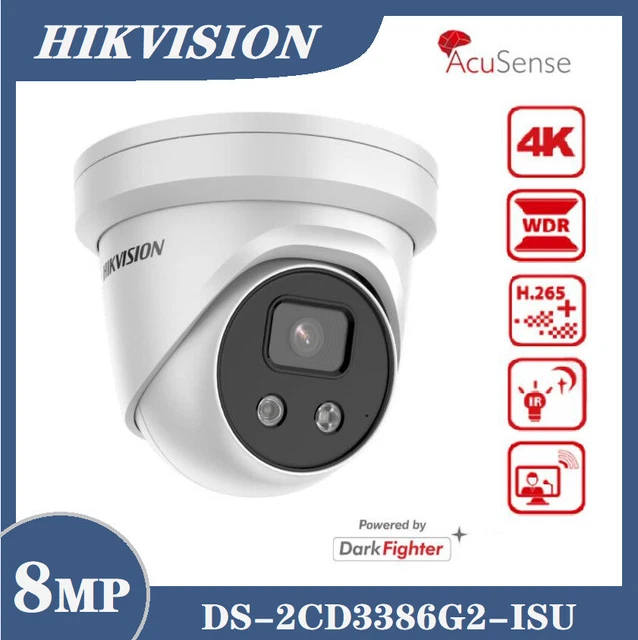 HIKVISION DS-2CD3386G2-ISU ACUSENSE 8MP 4K WDR PoE Fixed Turret Network ...