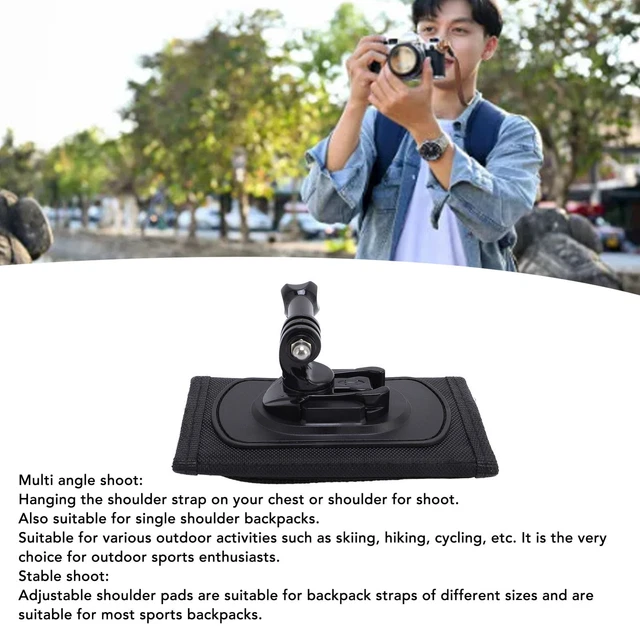 BACKPACK SHOULDER STRAP Camera Mount Quick Release 360° Base Adjustable ...