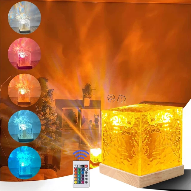 CUBE NORTHERN LIGHTS Water Wave Night Light w/Remote LED Atmosphere ...