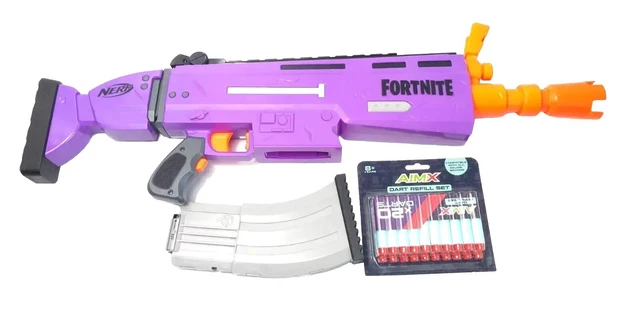 NERF FORTNITE AR-E Motorized Blaster With 20x Soft Darts Hasbro Kids ...