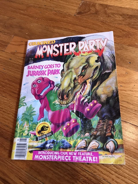 CRACKED MONSTER PARTY # 21 Magazine 1993 Barney Goes To Jurassic Park £ ...