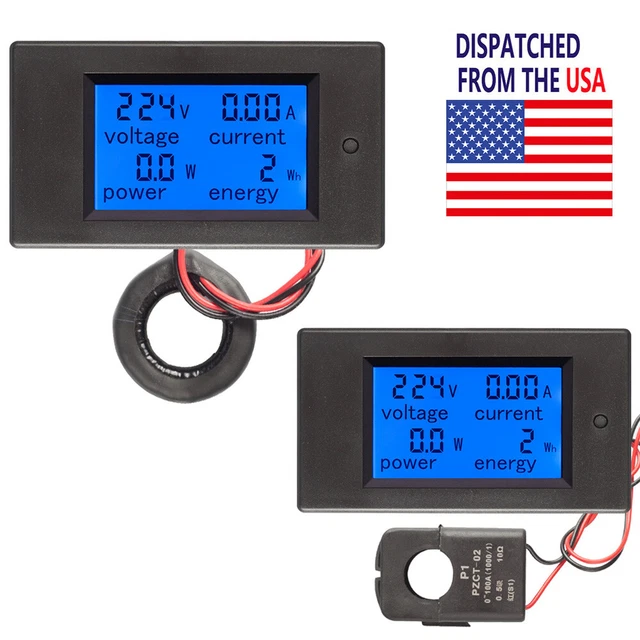 AC 20A 100A Digital Panel Meter Monitor Watt Kwh Power Energy Voltmeter ...