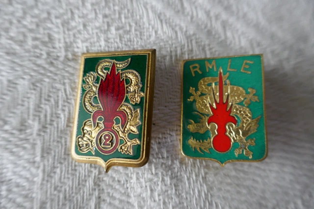 DEUX INSIGNES LÉGION étrangère du 2° REI et RMLE en Extrême Orient ...