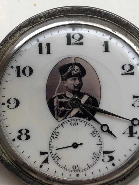 WW1 ANTIQUE SILVER Nielo Pocket Watch German Emperor Willhelm II £993. ...