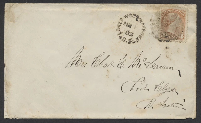 1883 LOWER WOOD Harbour NS Split Ring On 3c SQ Cover $33.95 - PicClick CA
