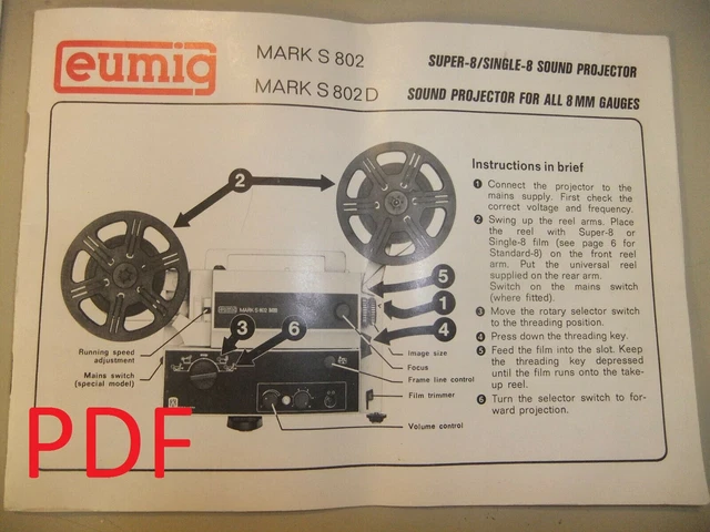 ANLEITUNG KINO FILMPROJEKTOR EUMIG MARK S 802 & 802D - E-Mail/CD EUR 5,70 - PicClick DE