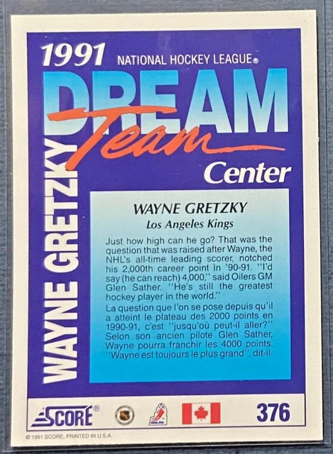 WAYNE GRETZKY DT 1991-92 Score Canadian Bilingual #376 $37.01 - PicClick CA