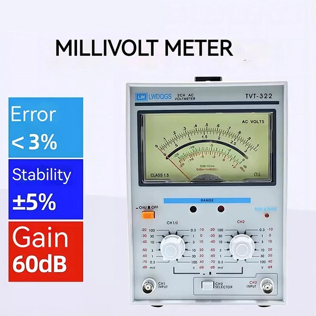 NEU TVT-322 DUAL-KANAL Milivoltmeter hochwertiges Doppelnadel ...