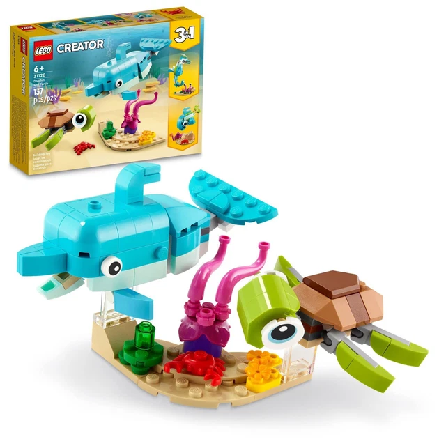 LEGO CREATOR 3 in 1 Dolphin and Turtle Toys for Kids, Transforms ...