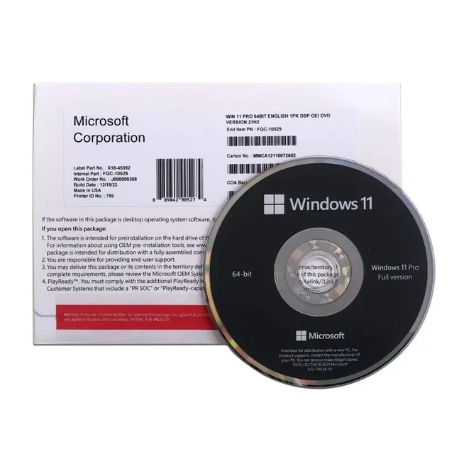 MICROSOFT WINDOWS PRO 11 DVD & Product Key Card Installation Sealed ...