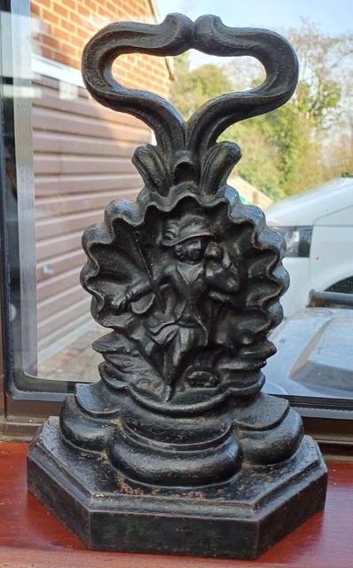 ANTIQUE VICTORIAN CAST iron doorstop feat. a shepherd/crook & lamb. No ...