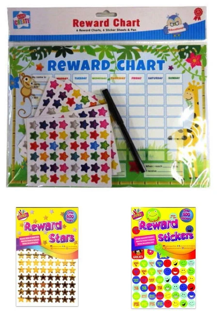 CHILDREN'S BEHAVIOUR REWARD Chart Star Reward Stickers Kids Preschool ...