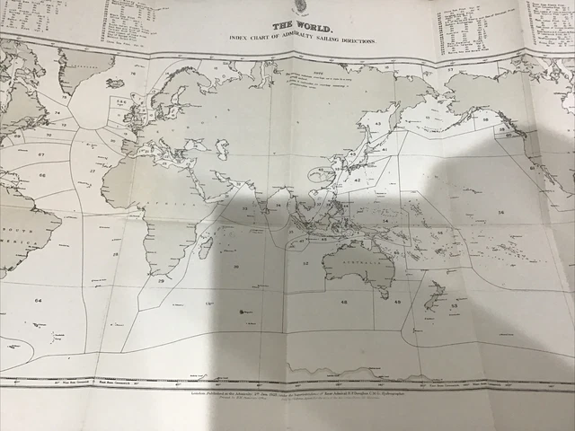 VINTAGE ADMIRALTY SEA CHART 1928 Large chart WORLD Admiralty sailing ...