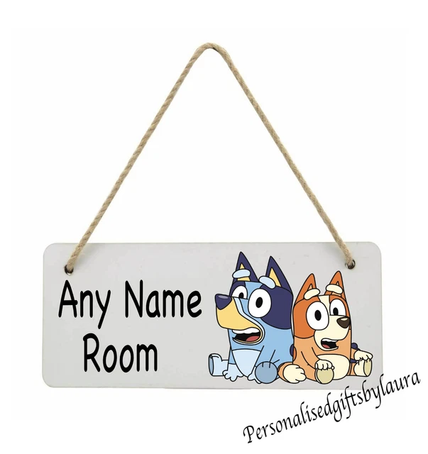 PERSONALISED BLUEY KIDS Bedroom Door Sign Plaque choose with/ without ...