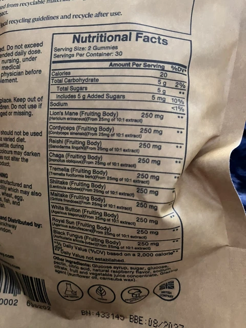ANKHWAY MUSHROOM VEGAN Gummy Pouch 60 x2 Packs BBE 08/2027 £16.15 ...