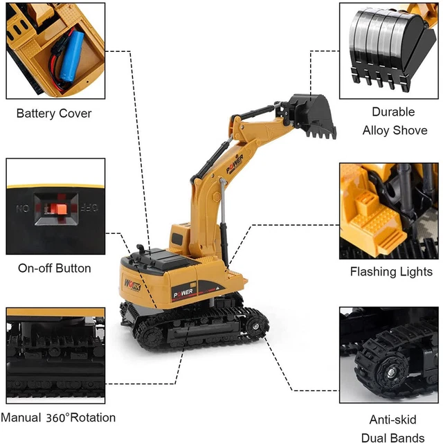 CHILDREN DIGGER TOY Remote Control Car Excavator Tractor Bulldozer ...