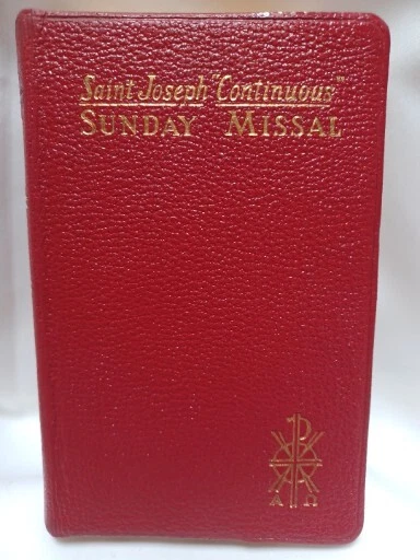 VINTAGE ST JOSEPH Continuous Sunday Missal 1957 Catholic Red LEATHER ...