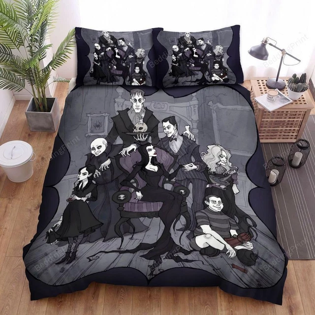 THE ADDAMS FAMILY In Comics Art Quilt Duvet Cover Set King Bed Linen ...