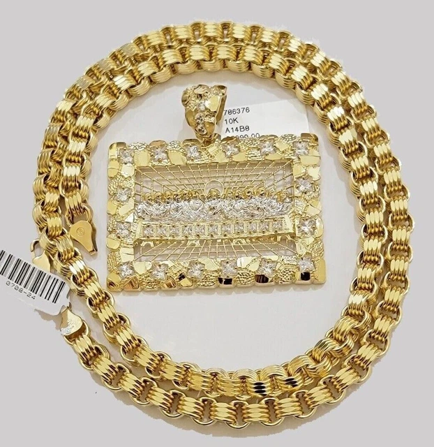 REAL 10K GOLD Box Byzantine Necklace Last Supper Charm Pendant Chain ...