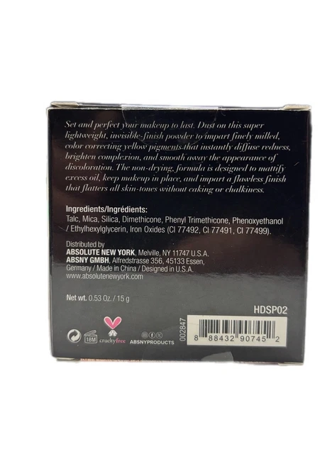 ABSOLUTE NEW YORK HD Flawless Setting Powder HDSP02 Brightening Banana ...