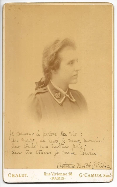 BOUDOIR CABINET: KATE Booth--Salvation Army--Signed With Poem By Chalot ...