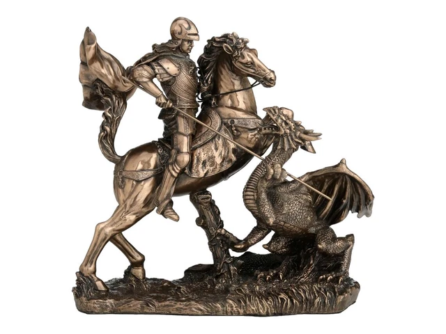 ST. GEORGE SLAYING the Dragon Legendary Medieval Knight Sculpture ...