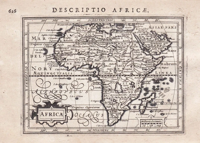 AFRICA AFRIQUE CONTINENT Continente Mappa Carte Bertius Hondius 1618 ...