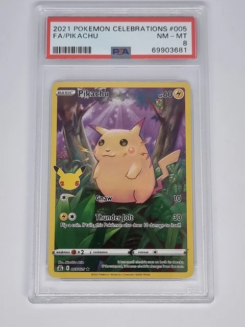 PIKACHU CELEBRATIONS FULL Art 005/025 Pokemon Card TCG PSA 8 - COMPLETE ...