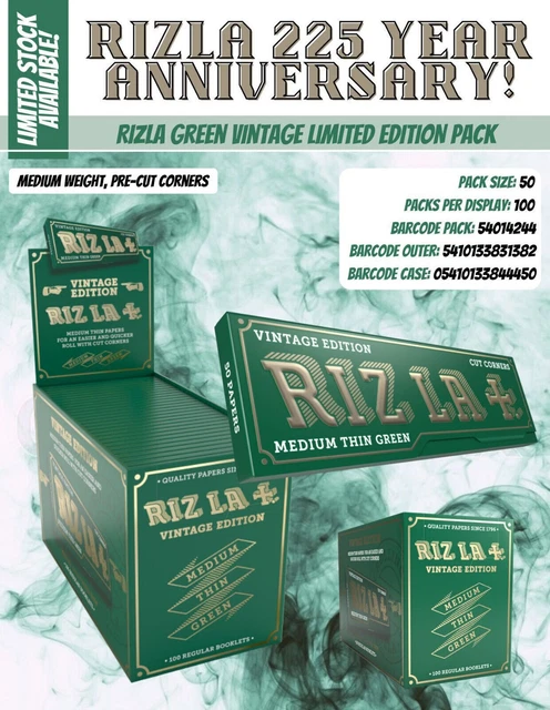 ORIGINAL RIZLA GREEN Vintage Edition Standard Regular Cigarette Rolling ...
