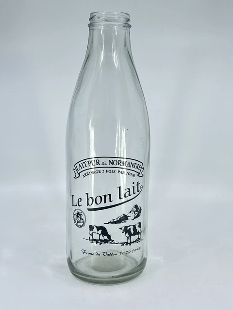 FRENCH LAIT PUR de Normandie Le bon Lait Milk Bottle Vintage Glass ...