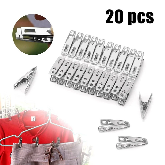HEAVY DUTY SPRING Loaded Metal Clothes Pegs Pack 20Pcs Stainless Steel ...