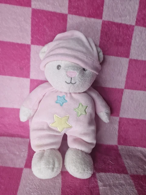 TESCO BEAR SOFT toy pink teddy comforter With Love white stars B4 £13. ...