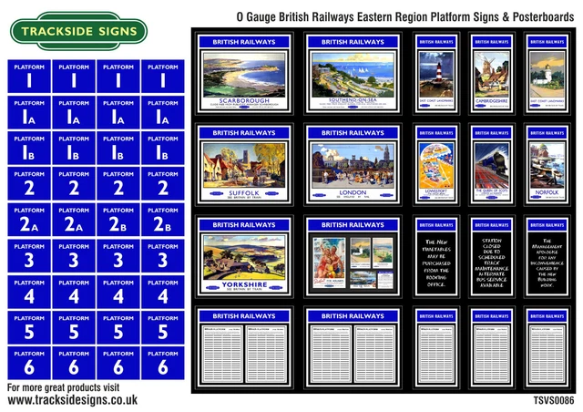 BRITISH RAILWAYS EASTERN Region Platform Numbers & Advertising Posters ...