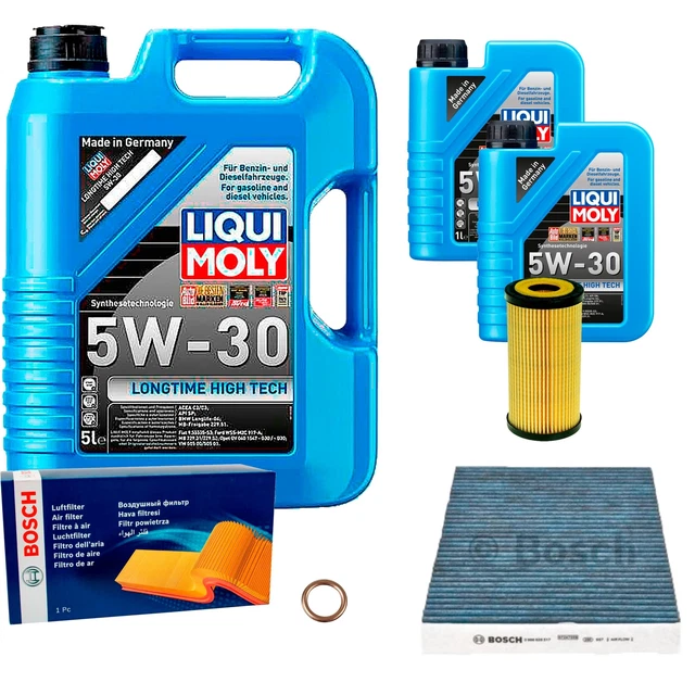 BOSCH INSPECTION SET 7 LIQUI MOLY Longue Date High Technologie 5W-30 pour VW EUR 154,16 ...