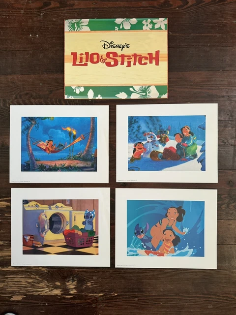 DISNEY STORE LILO & STITCH Lithograph Portfolio 4 Posters Surfboard ...