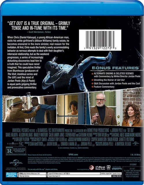GET OUT (BLU-RAY) Daniel Kaluuya Allison Williams Bradley Whitford ...