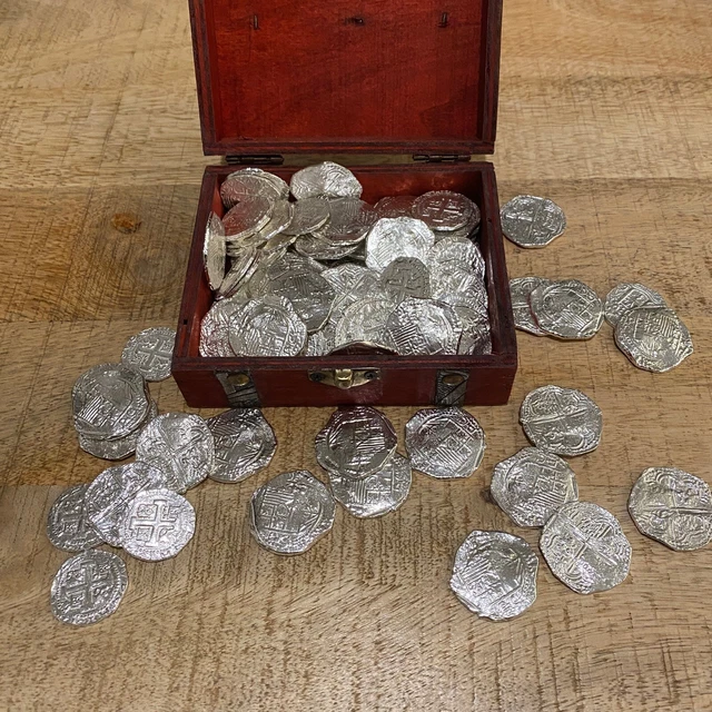 SILVER PIRATE COIN Treasure Facsimile Hallmarked Piece Of Eight Bullion ...