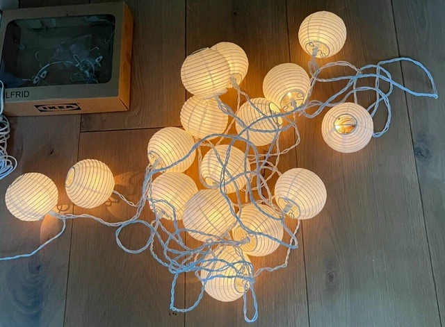 IKEA JULFRID PAPER hanging lanterns 16 string lights boxed vintage 90s ...