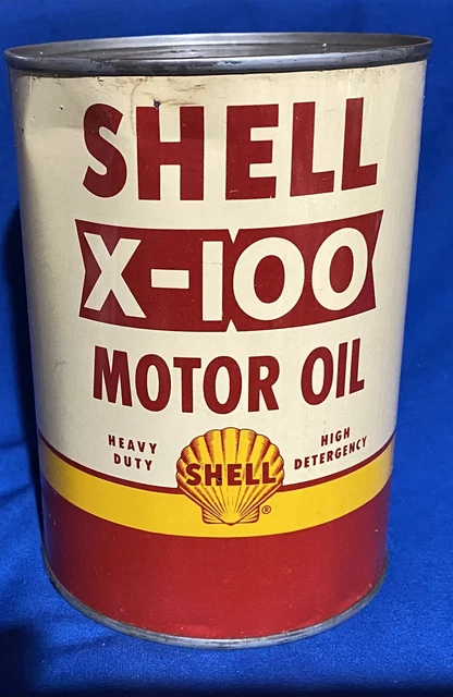VINTAGE SHELL MOTOR Oil X-100 One quart can Nice FULL $39.99 - PicClick