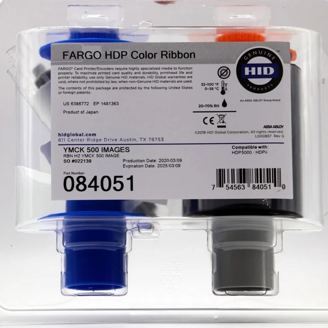 GENUINE FARGO HDP5000 HDPii YMCK Full Colour Dye Film Ribbon 084051 ...