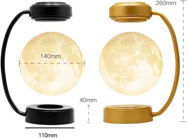 LEVITATING MOON LAMP Gold 3D Printed Floating LED Night Light Iron ...
