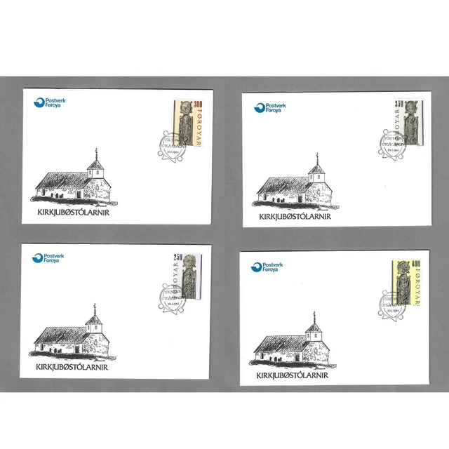 FAROE ISLANDS CHURCH Pews – Kirkjubøstolarnir, Slania, Set of 4 FDCs ...