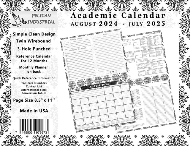 2024 - 2025 Academic Year 12 Months Student Calendar / Planner for Wall ...