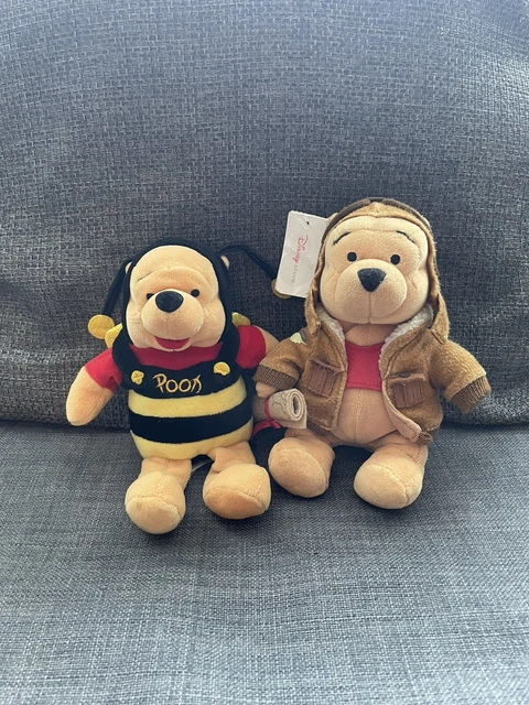 DISNEY WINNIE THE Pooh Aviator Pilot & Bumble Bee Beanie Plush Soft ...