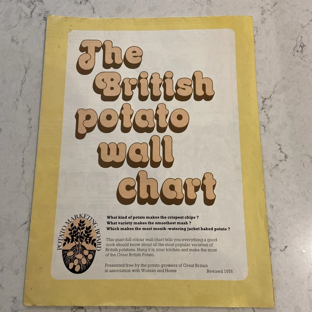 VINTAGE 1976 BRITISH Potato Wall Chart Poster Early & Maincrop ...